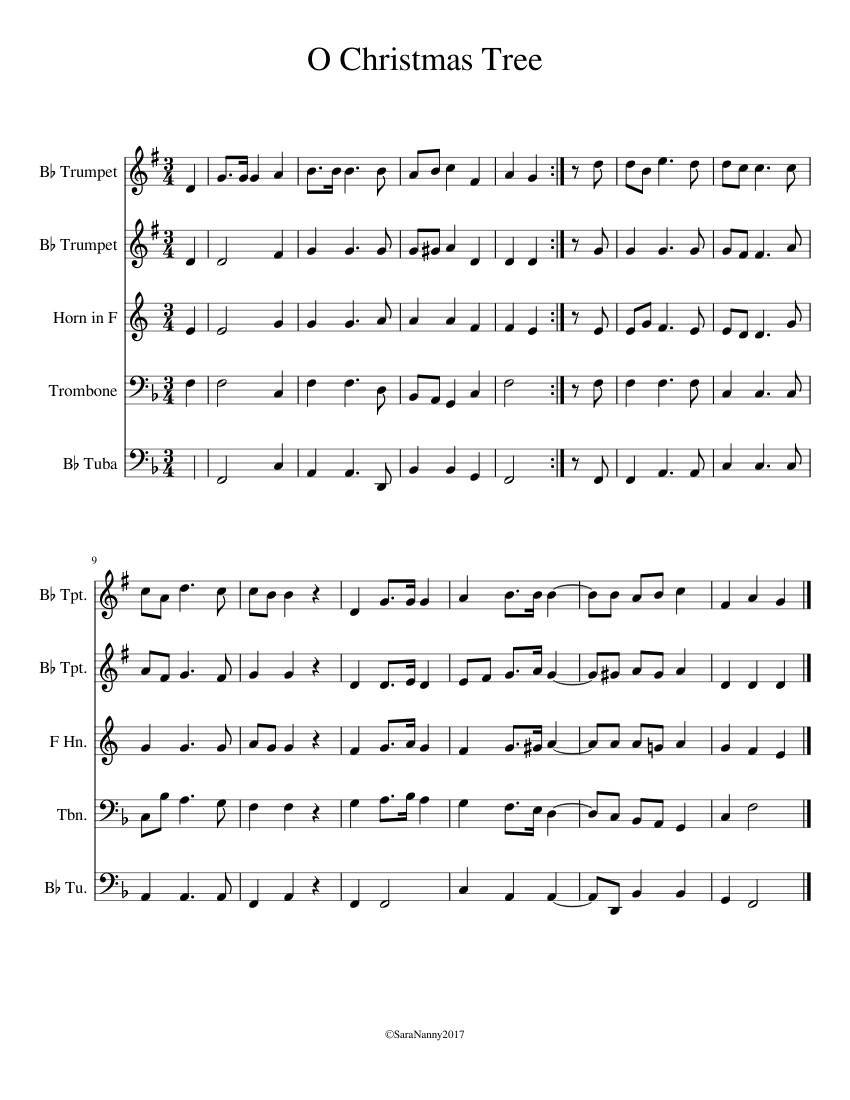 O' Christmas Tree Sheet music for Trombone, Tuba, Trumpet in b-flat ...