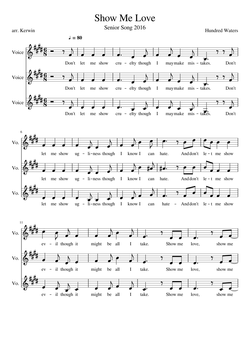 Show Me Love Sheet music for Vocals (Choral) | Musescore.com