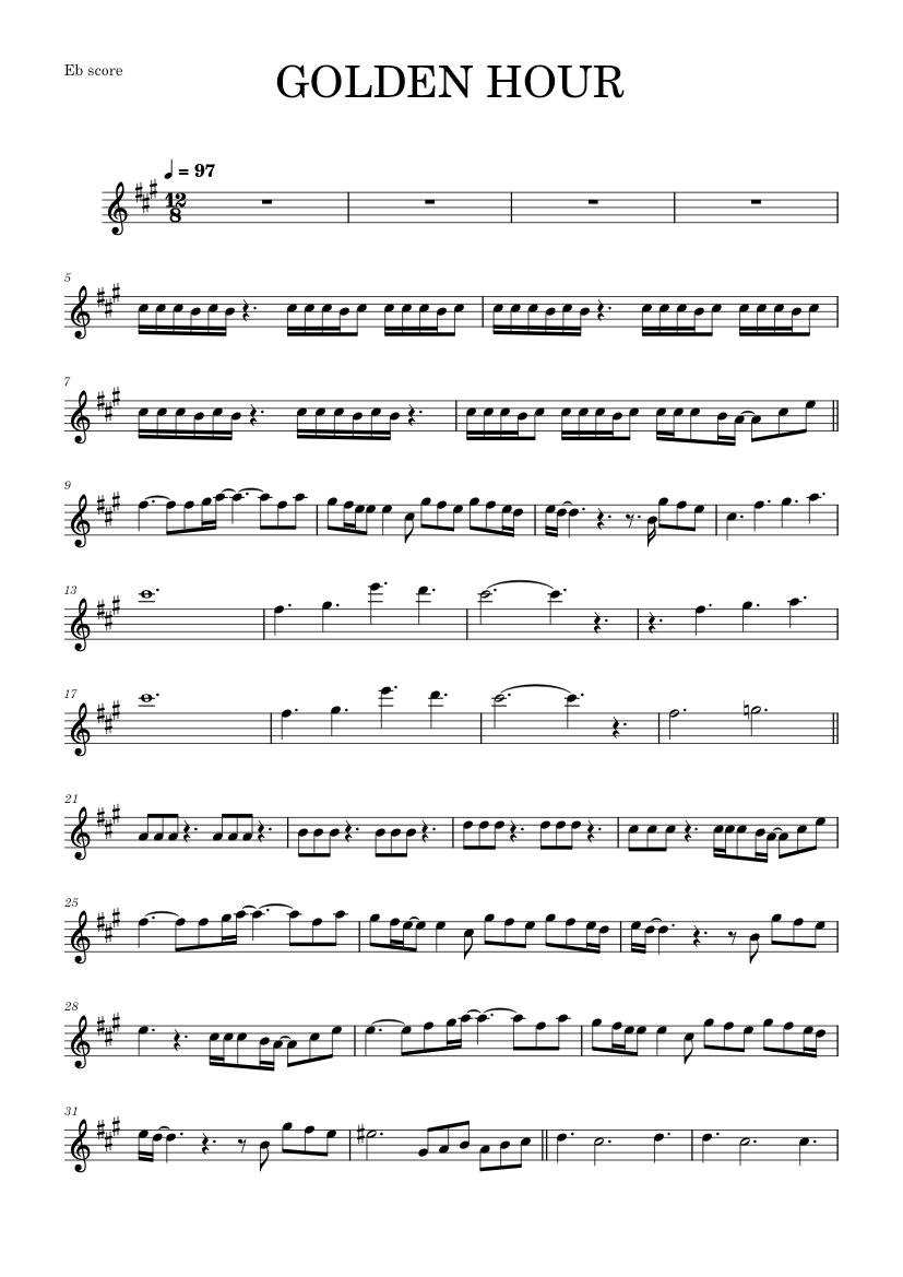 Golden Hour – JVKE (ALTO SAX) Sheet music for Saxophone alto (Solo ...