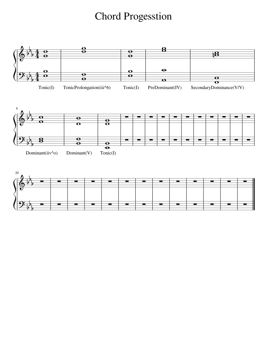 Chord Progressions Sheet music for Piano (Solo) Easy | Musescore.com