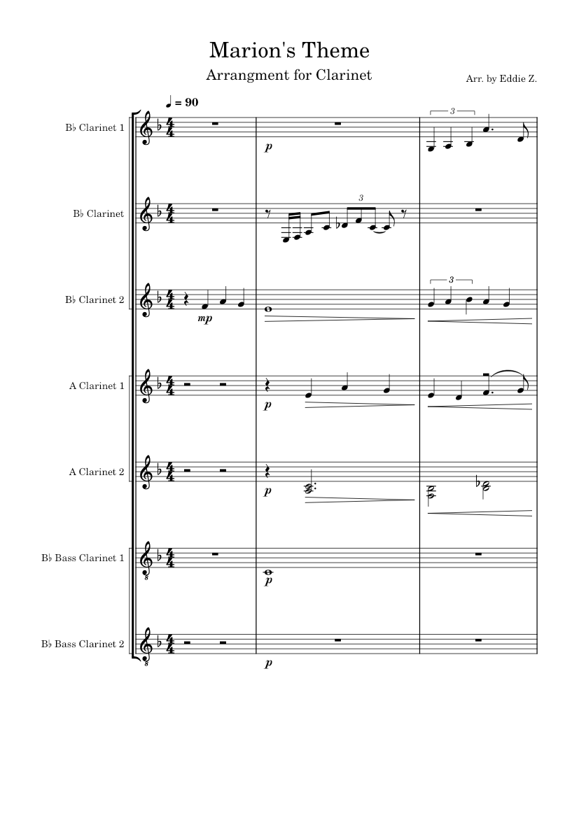 Marion's Theme – John Williams Sheet music for Clarinet in b-flat ...