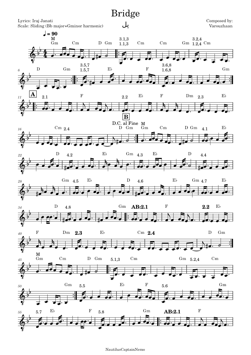 Pol – Googoosh (Bridge) Sheet Music with Chords for Guitar (Solo ...