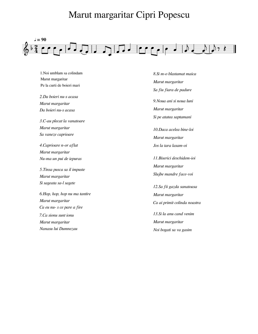 Marut Margaritar Cipri Popescu Sheet music for Violin (Solo ...