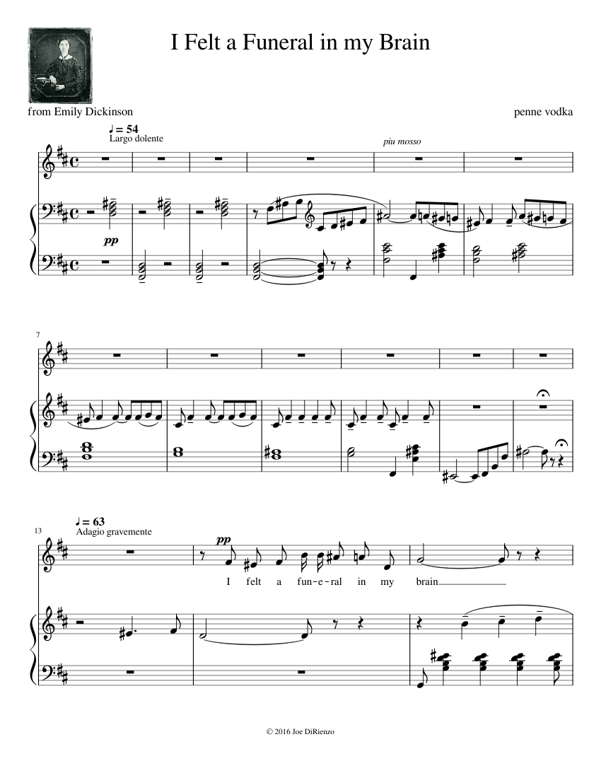 I Felt a Funeral in my Brain Sheet music for Piano, Vocals (Piano-Voice ...