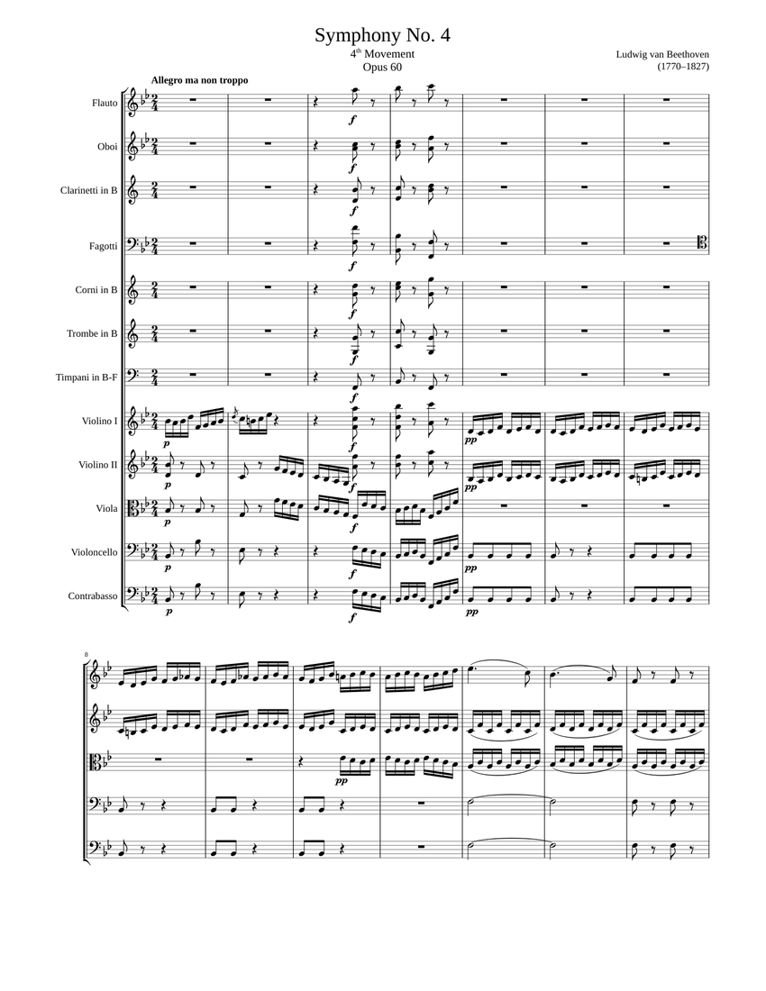 Symphony No. 4 4th Movement Sheet music for Flute, Oboe, Clarinet in b-flat, Bassoon & more ...