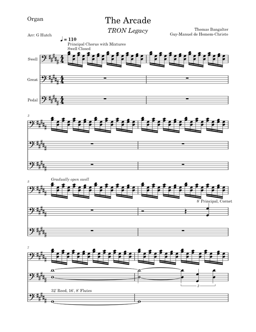 The Arcade - TRON Legacy – Organ Arrangement Sheet music for French ...