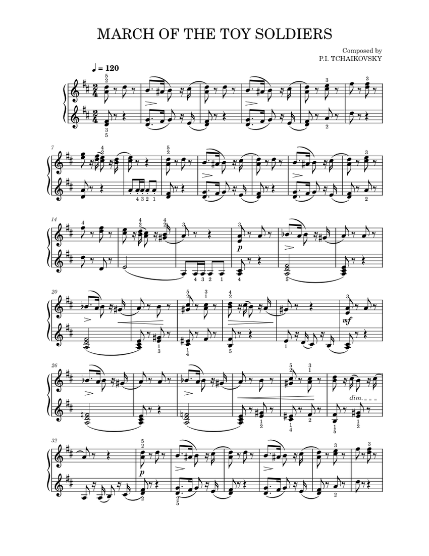 March of the Toy Soldiers – Pyotr Ilyich Tchaikovsky Sheet music for ...