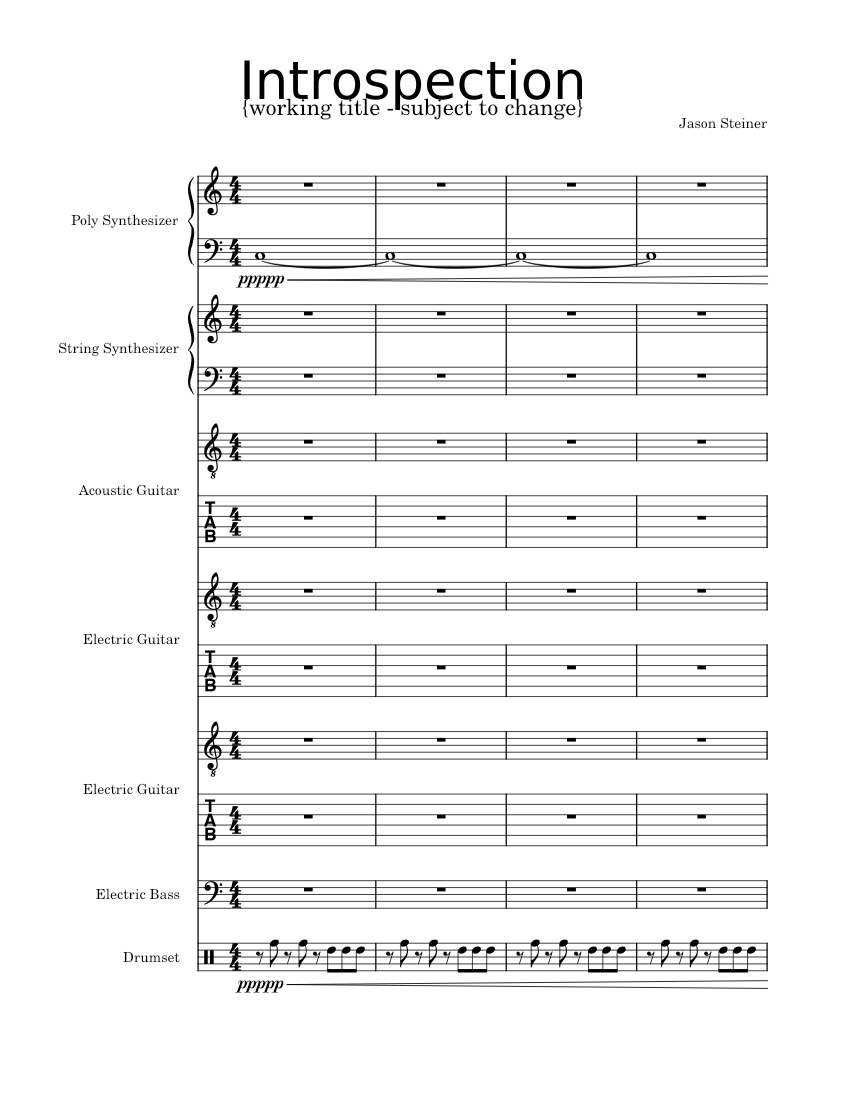 Introspection - Jason Steiner Sheet music for Guitar, Bass guitar, Drum group, Strings group ...