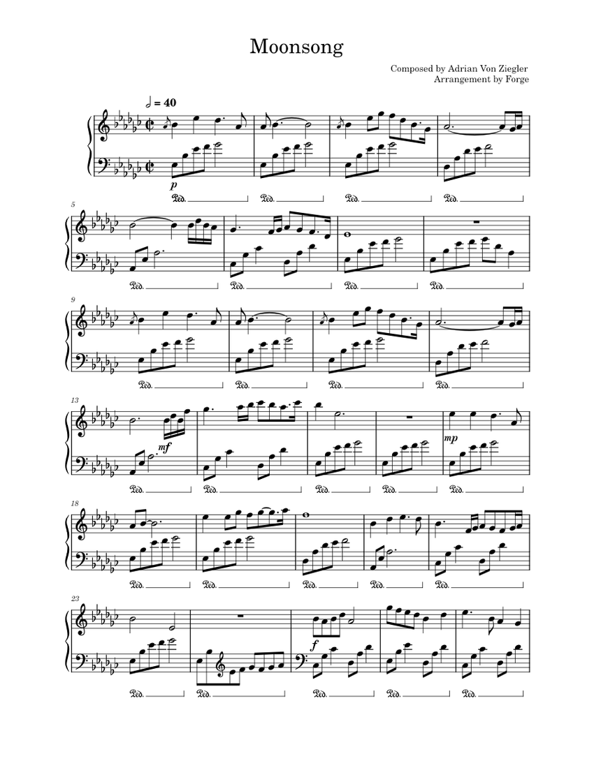 Moonsong – Adrian Von Ziegler Sheet music for Piano (Solo) Easy ...