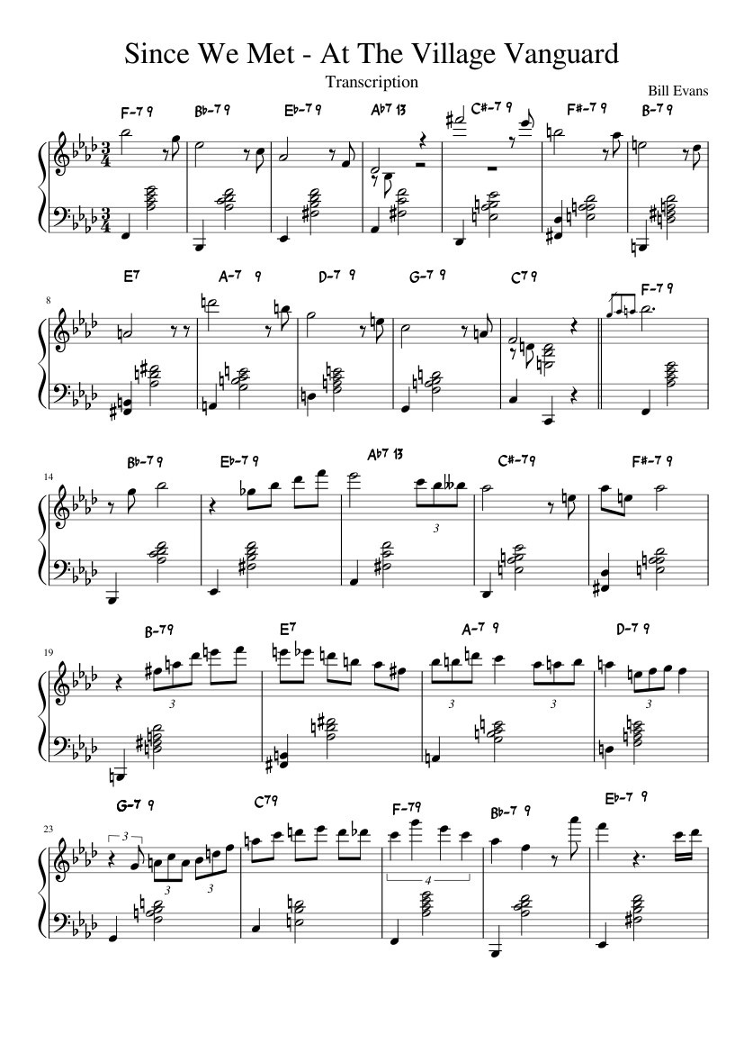 Since We Met - At The Village Vanguard Sheet Music with Chords for ...