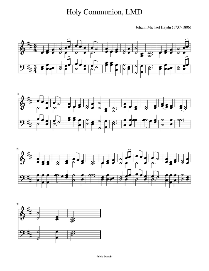 Holy Communion - Michael Haydn Sheet music for Piano (Piano Duo ...