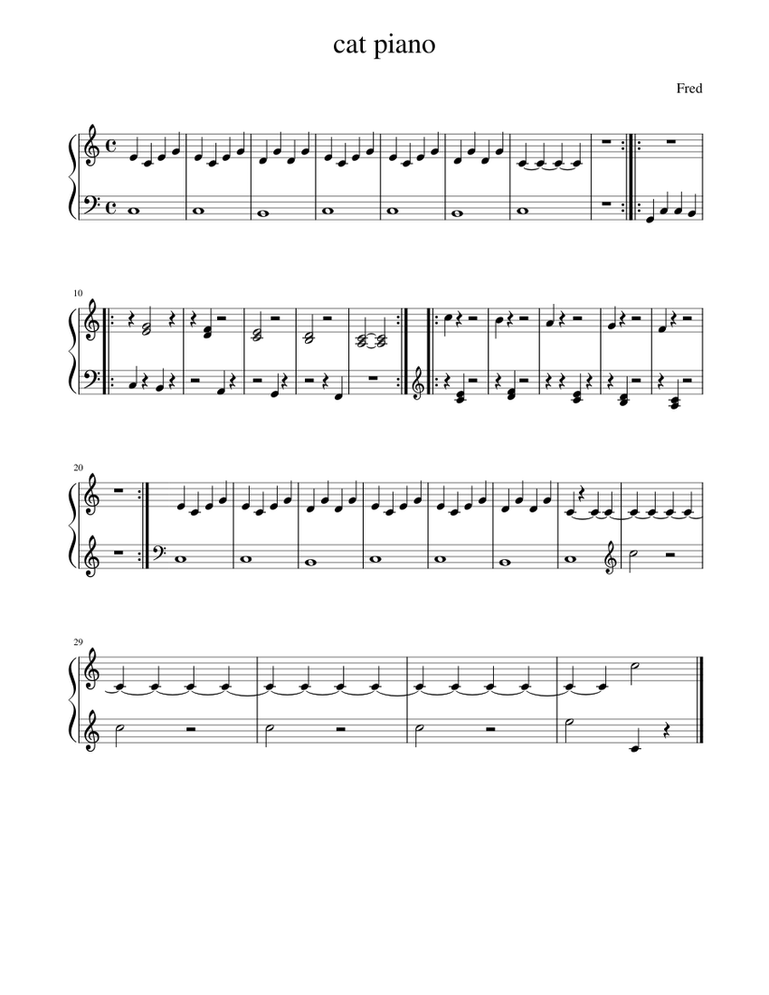 cat piano Sheet music for Piano (Solo) | Musescore.com