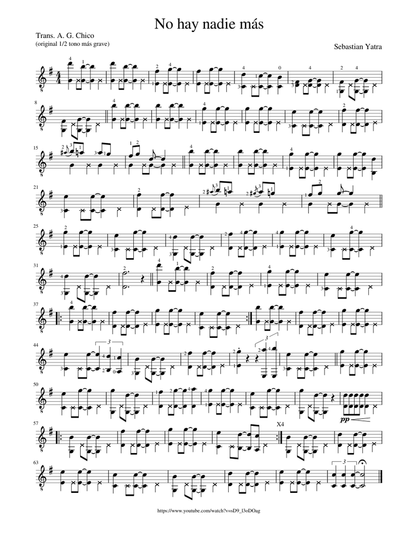 No hay nadie mas (easy) Sheet music for Guitar (Solo) | Musescore.com