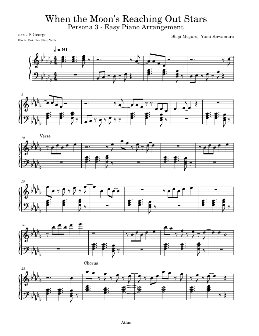 When the Moon's Reaching Out Stars – Piano Arrangement Sheet music for Piano (Solo) Easy ...