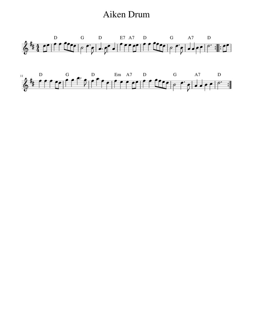 Aiken Drum Sheet music for Piano (Solo) | Musescore.com