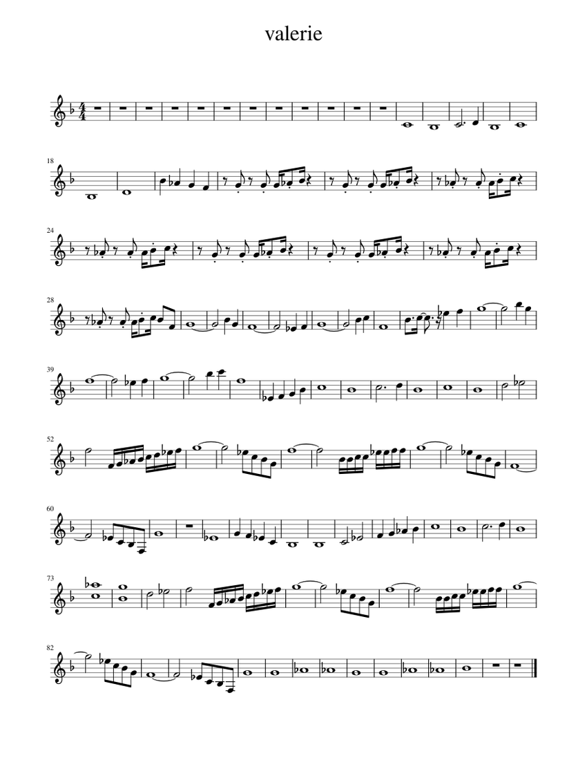 Valerie - Amy Winehouse - Strings Sheet music for Piano (Solo) Easy ...