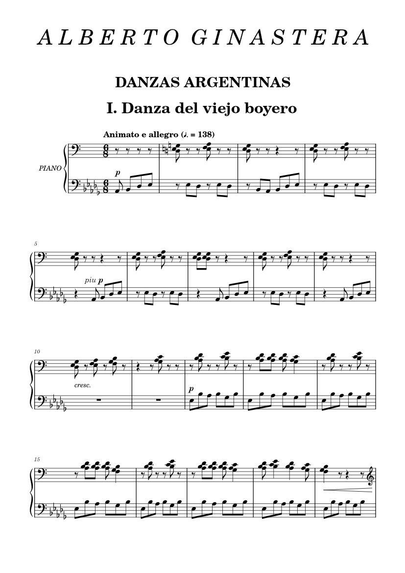Ginastera: Danzas Argentinas no. 1, "Danza del viejo boyero" Sheet Music for Piano (Solo ...