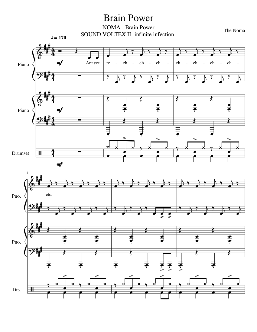 NOMA - Brain Power Sheet music for Piano, Drum group (Mixed Trio ...