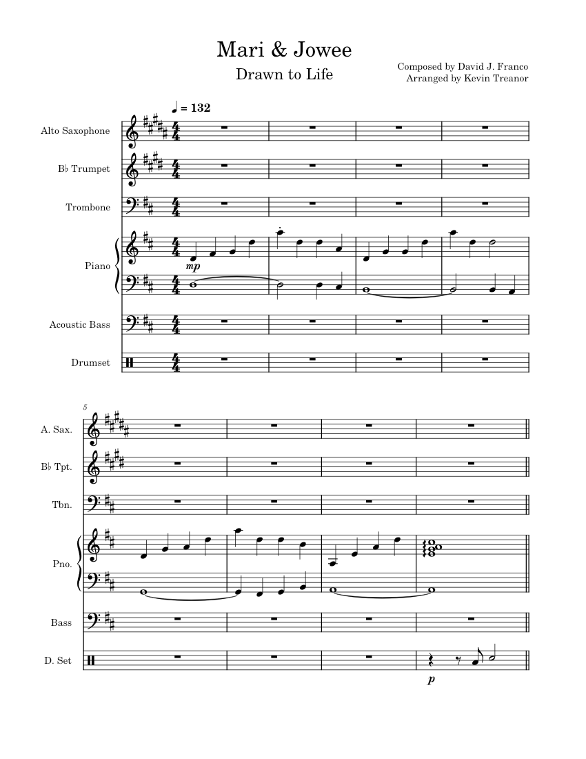 Mari & Jowee (Drawn to Life) - Jazz Combo Arrangement Sheet music for ...