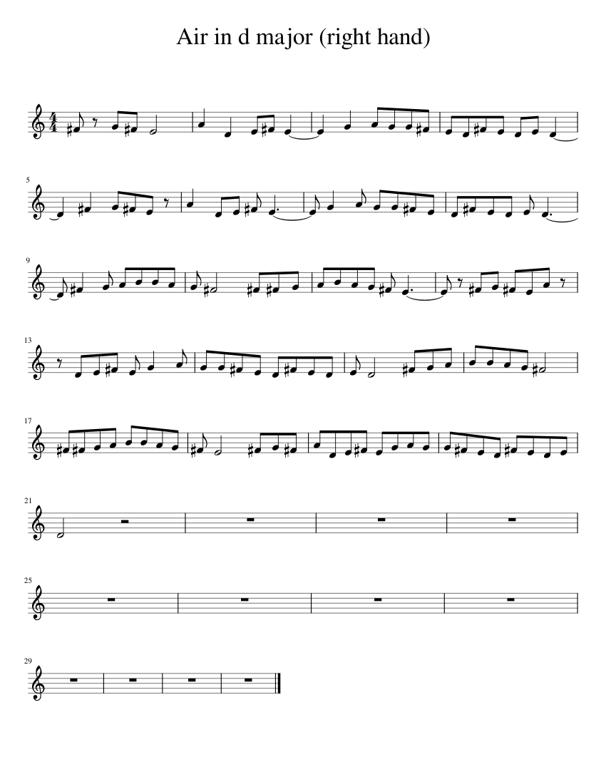 Air in d major (right hand) Sheet music for Piano (Solo) Easy ...