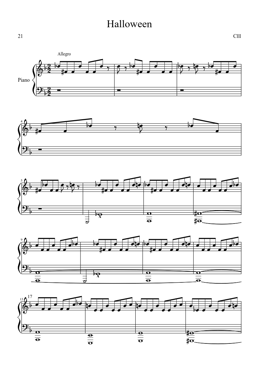 Halloween Sheet music for Piano (Solo) | Musescore.com