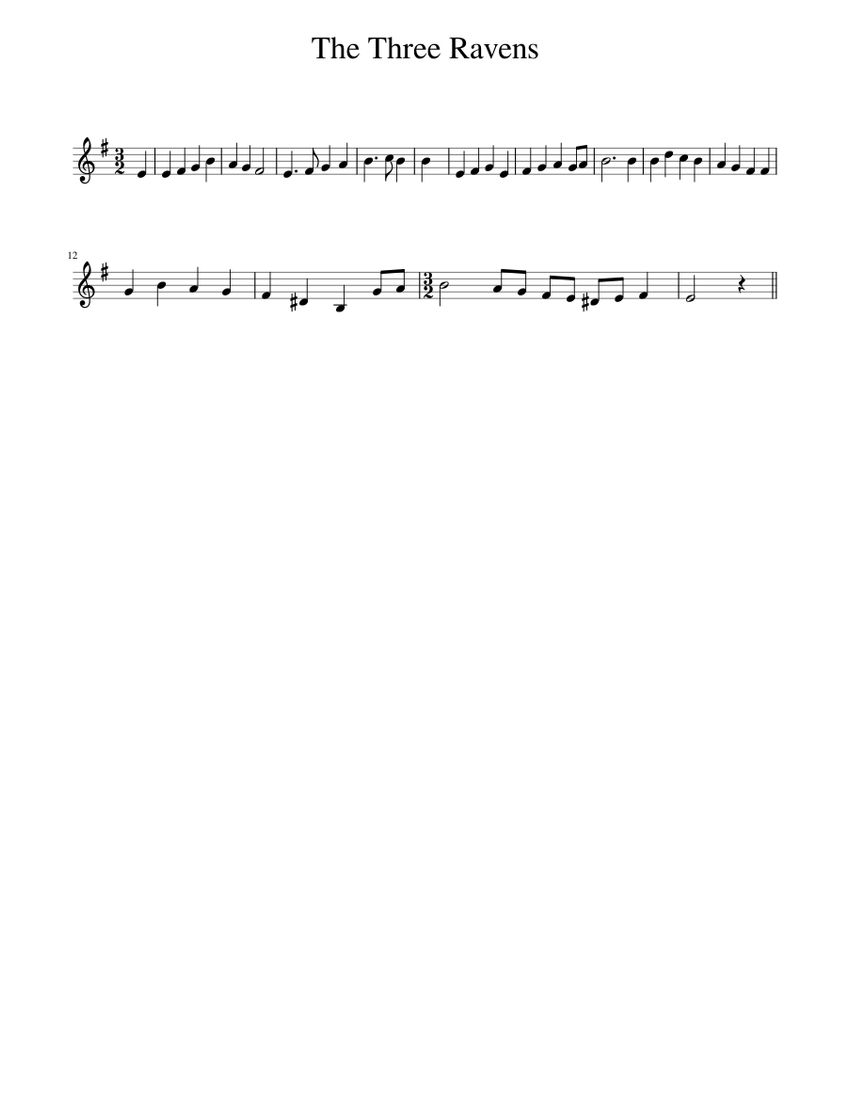The Three Ravens Sheet music for Piano (Solo) Easy | Musescore.com