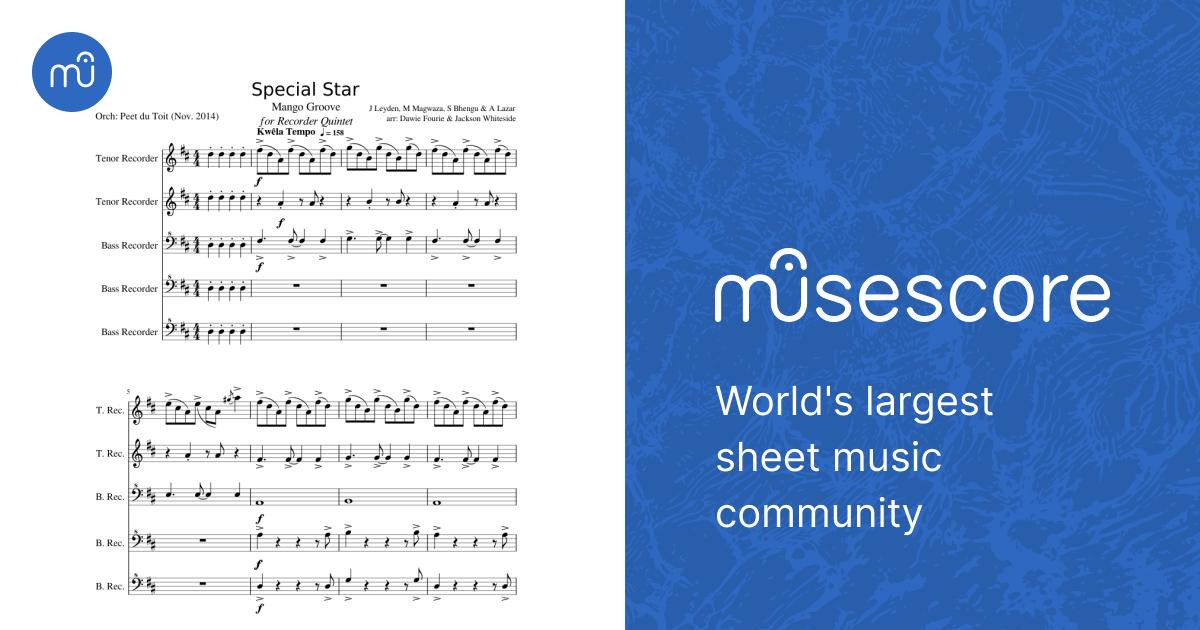 Special star – Mango Groove Special Star Recorder Quintet TTBBB Sheet ...
