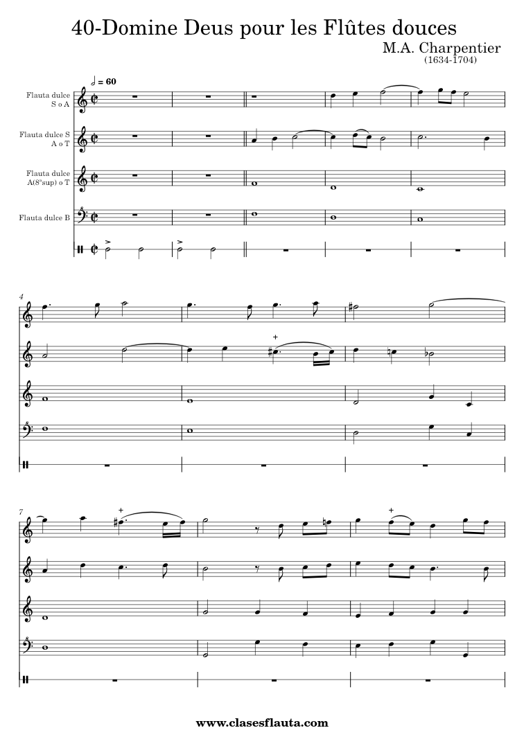 40-Domine Deus pour les Flûtes douces M.A.Charpentier Sheet music for ...