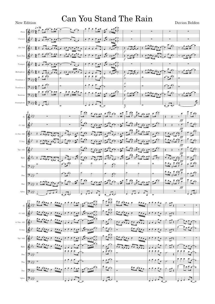 Can_You_Stand_The_Rain Sheet Music for Trombone, Flute, Clarinet in b ...