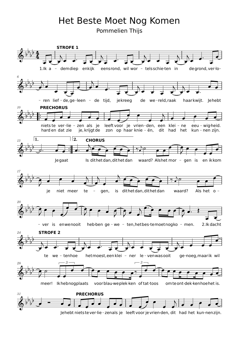Het Beste Moet Nog Komen – Pommelien Thijs Sheet music for Trumpet other (Solo) | Musescore.com