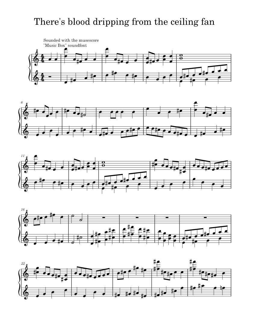 There's blood dripping from the ceiling fan Sheet music for Piano (Solo ...