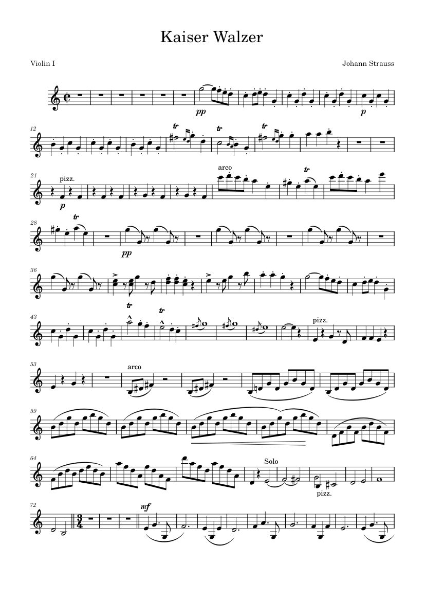 Kaiser-Walzer, Op.437 – Johann Strauss Jr. Kaiser Walzer Sheet music for Violin (Solo ...