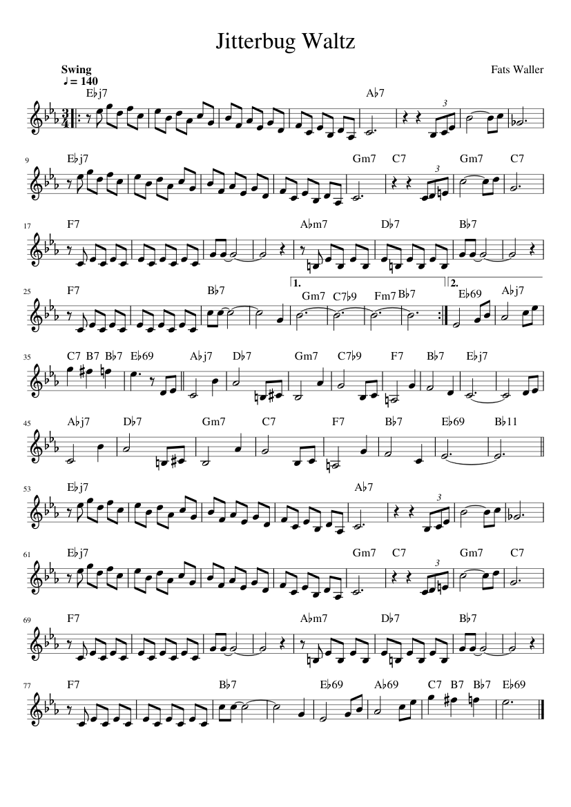 Jitterbug Waltz Sheet music for Piano (Solo) Easy | Musescore.com