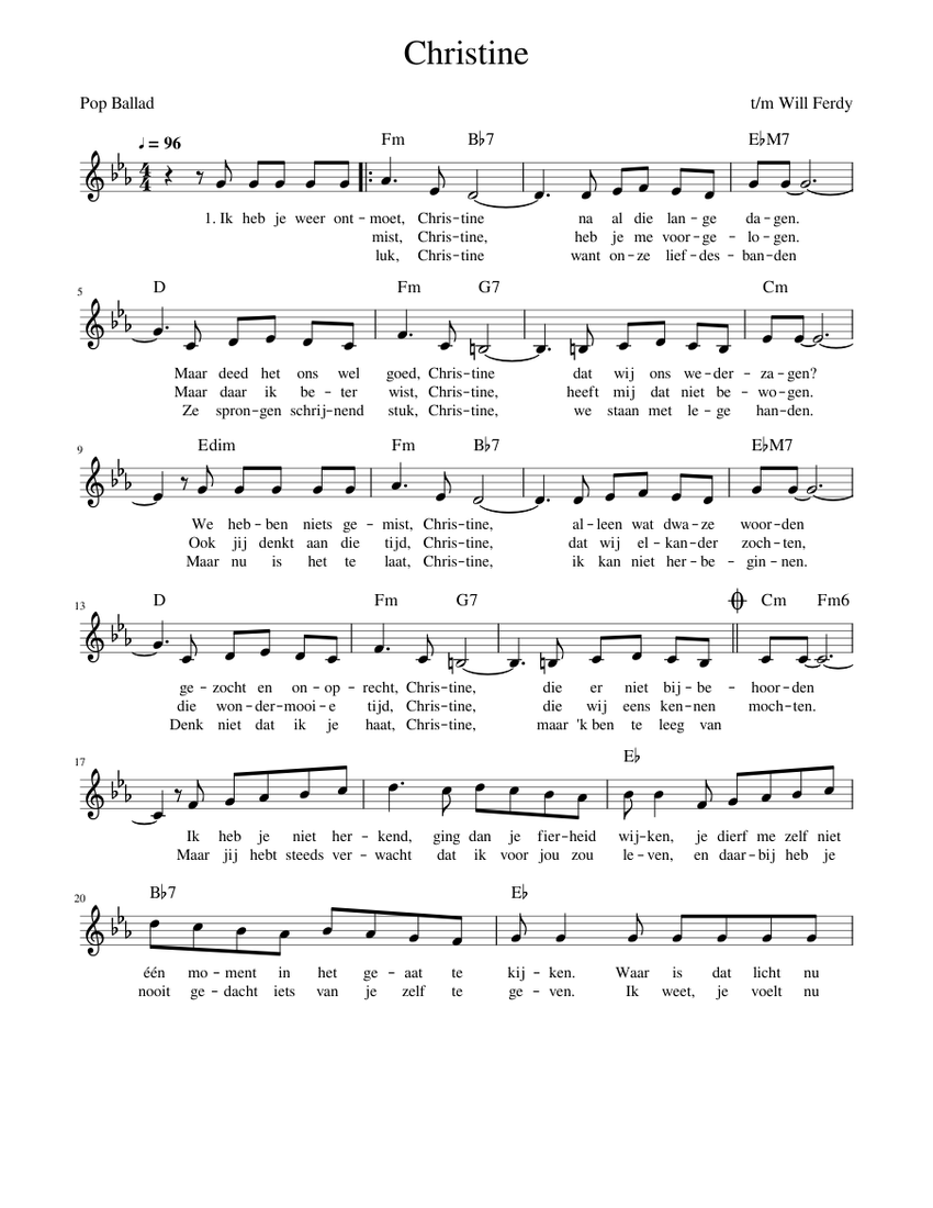 Christine Sheet music for Piano (Solo) Easy | Musescore.com