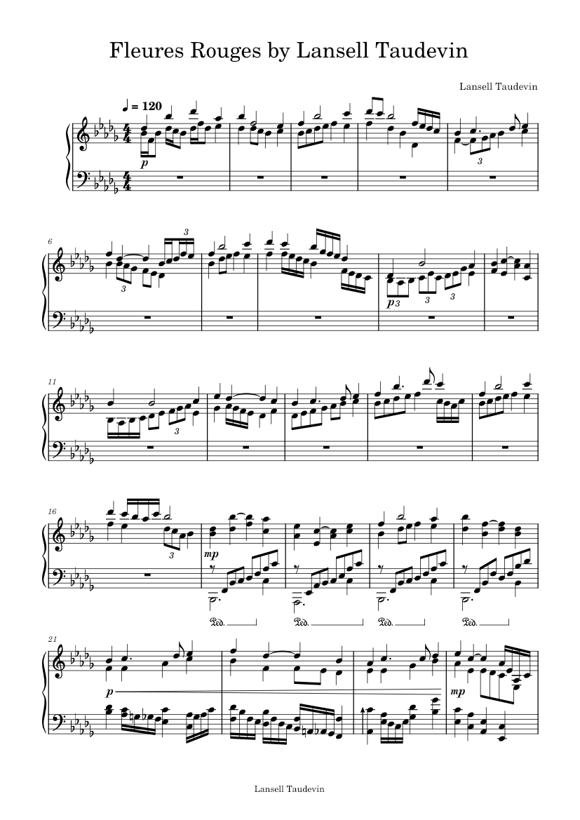 Fleures Rouges by Lansell Taudevin Sheet music for Piano (Solo ...