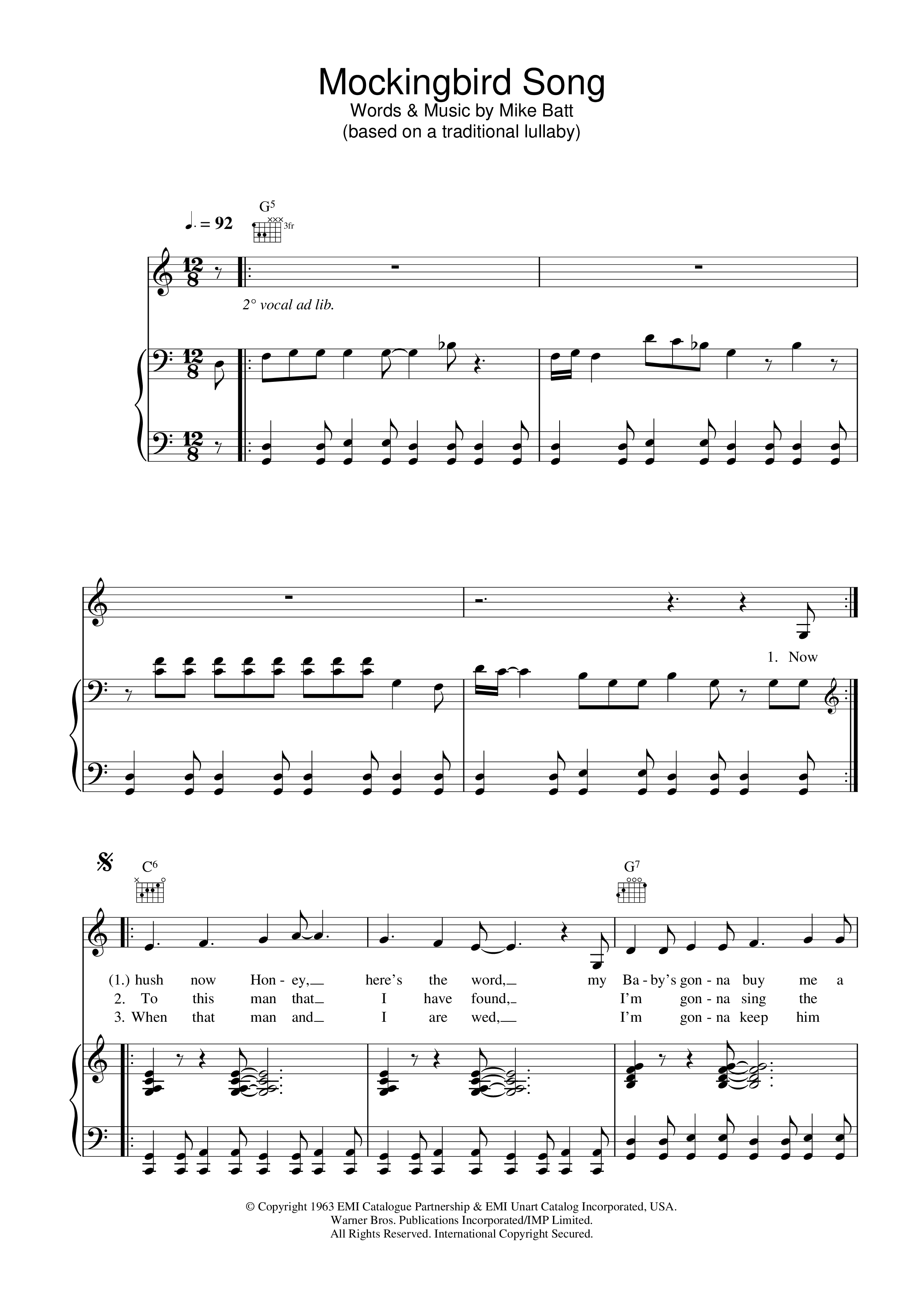 Mockingbird Song Sheet music by Katie Melua Official | MuseScore.com