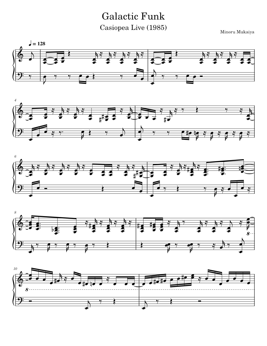 Casiopea - Galactic Funk (keyboard solo) Sheet music for Piano (Solo ...