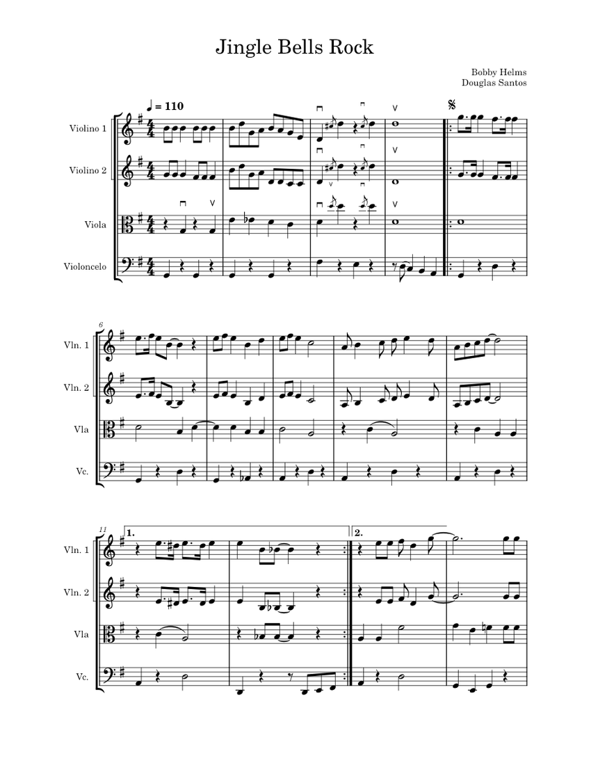 Jingle Bells Rock – Bobby Lee Helms Sheet music for Violin, Viola ...