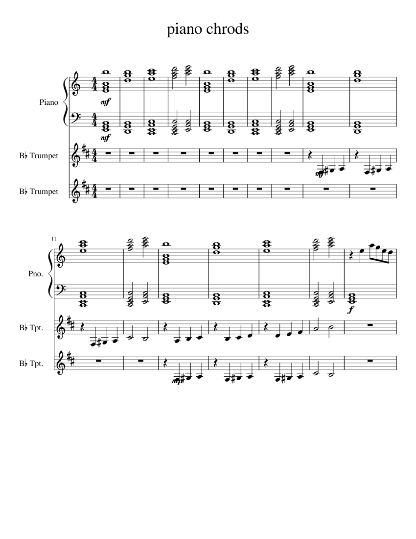 Dramatic Chords Sheet music for Piano, Trumpet other (Mixed Trio ...