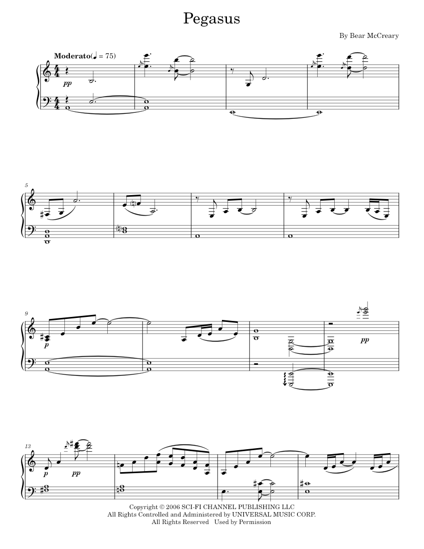 Play Official version of Pegasus sheet music by Bear McCreary for Piano ...