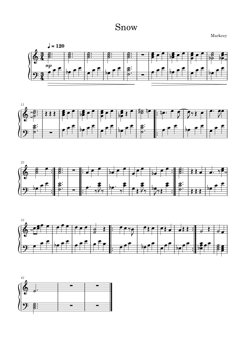 Snow Sheet music for Piano (Solo) Easy | Musescore.com