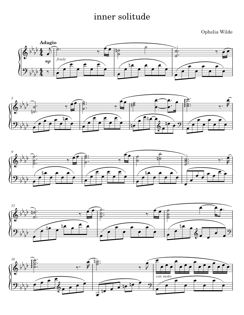 Inner solitude - Ophelia Wilde Sheet Music for Piano (Solo) | MuseScore.com