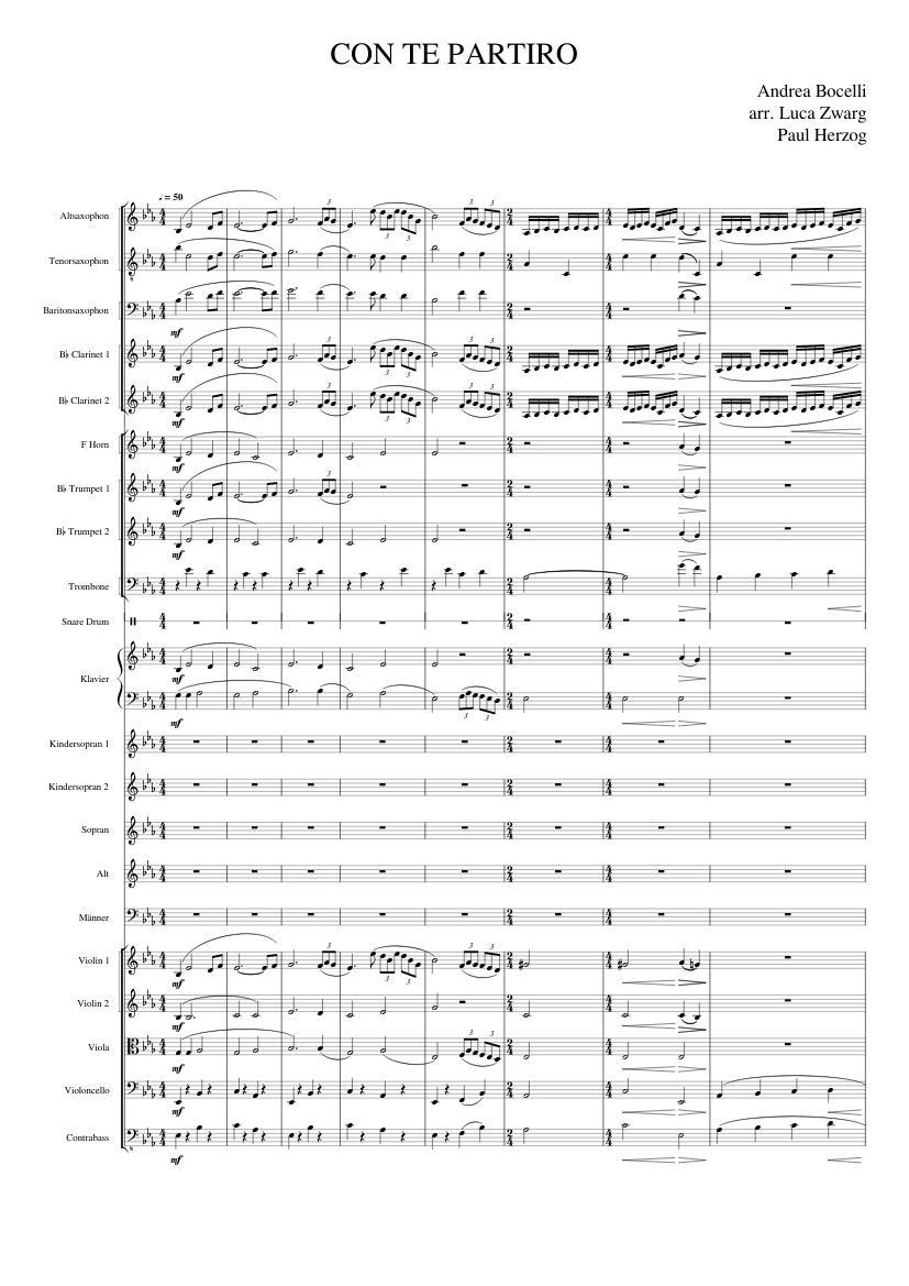 CON TE PARTIRO Sheet music for Piano, Trombone, Soprano, Alto & more ...