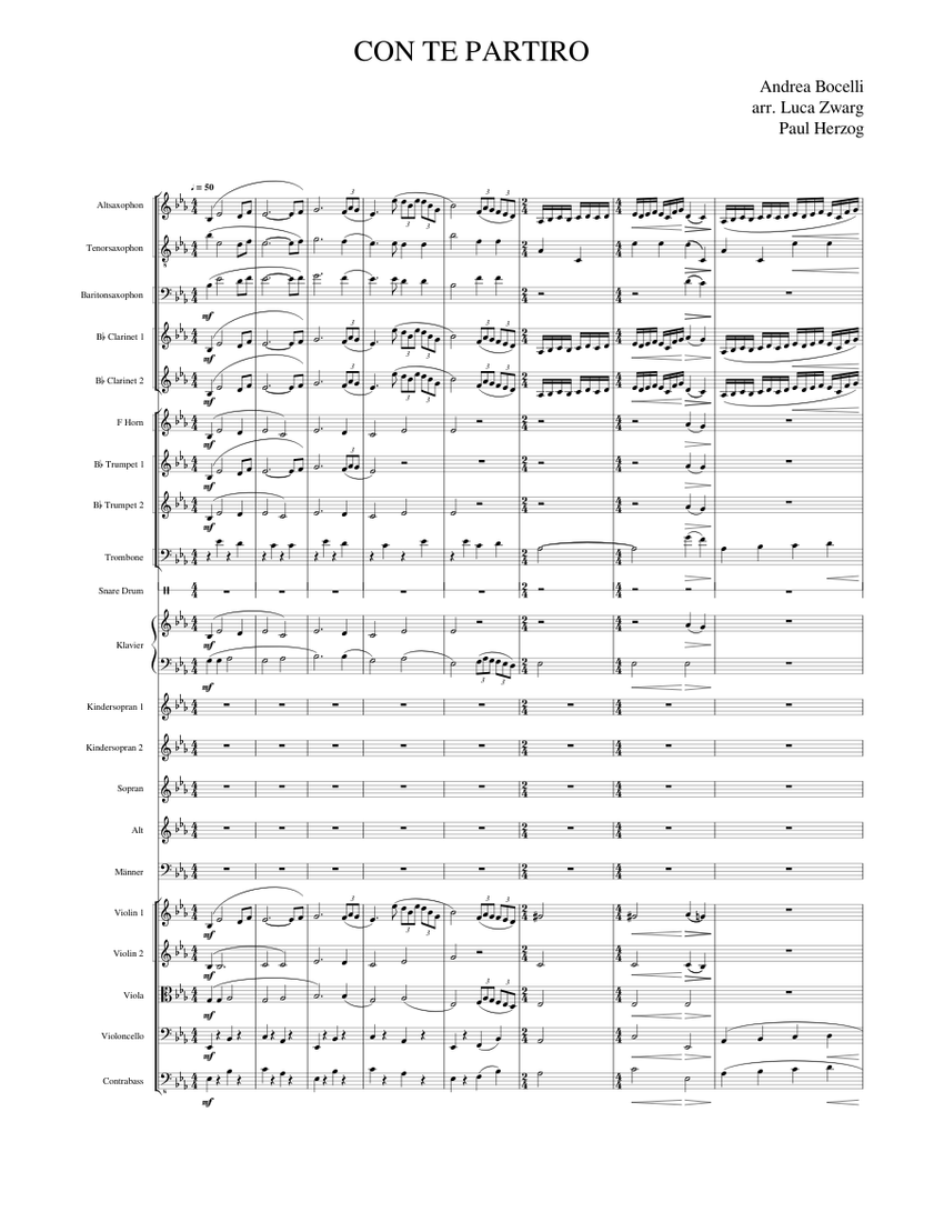 CON TE PARTIRO Sheet music for Piano, Trombone, Soprano, Alto & more ...
