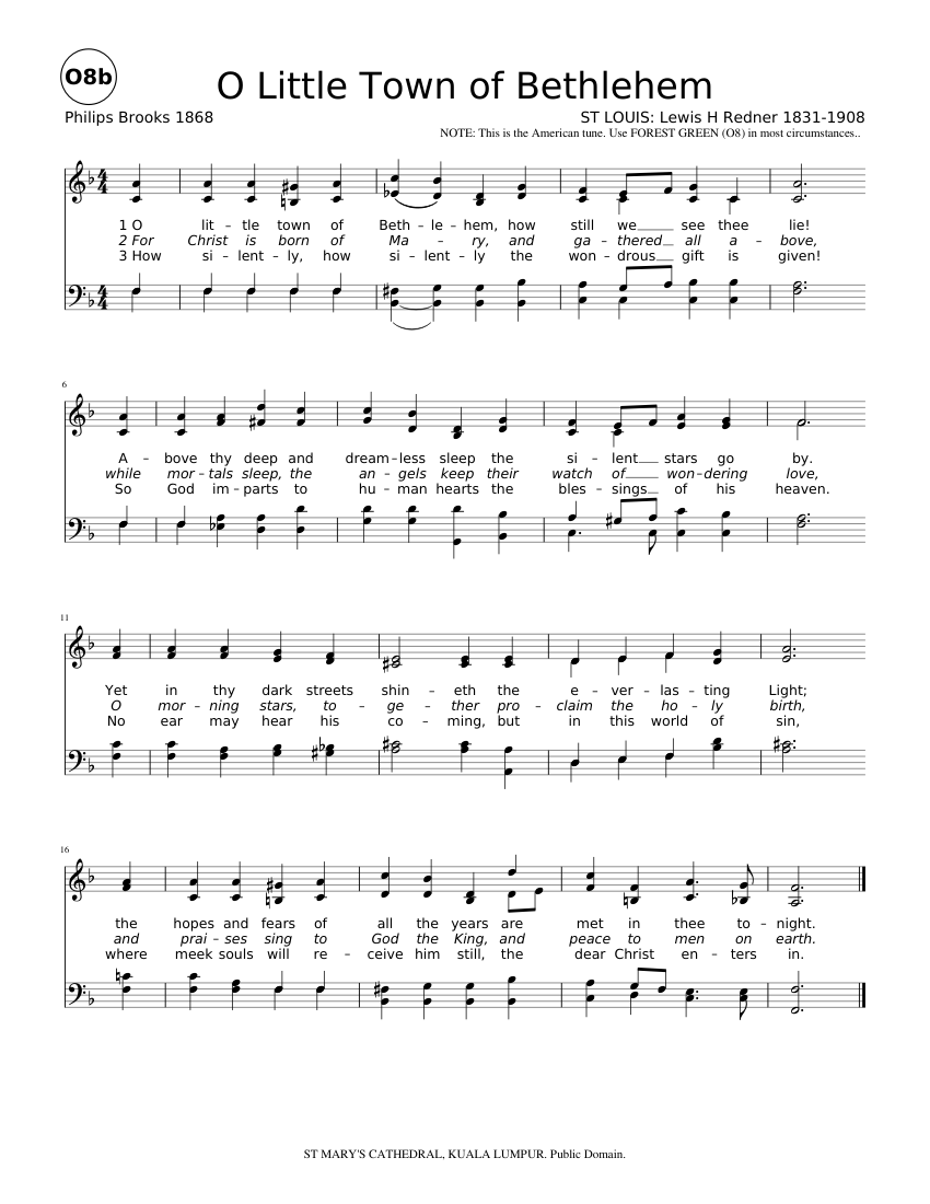 O Little Town of Bethlehem - St Louis - piano tutorial