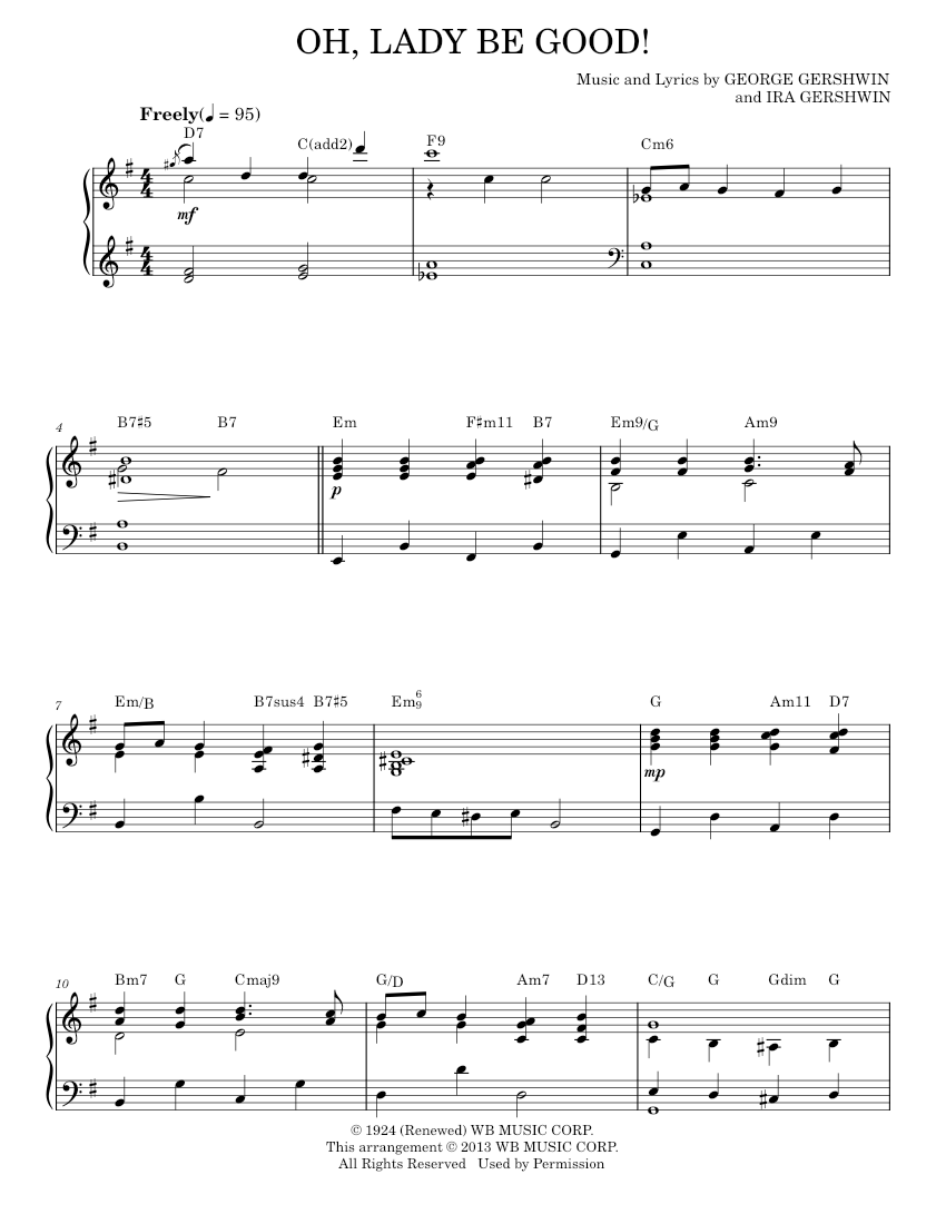 Play Official version of Oh, Lady Be Good! Sheet Music by George ...