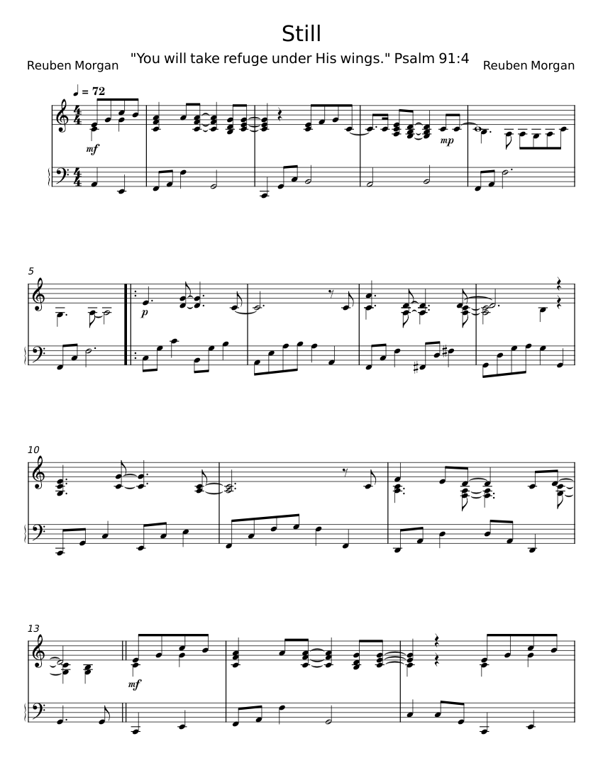 Still - Reuben Morgan Sheet music for Piano (Solo) Easy | Musescore.com