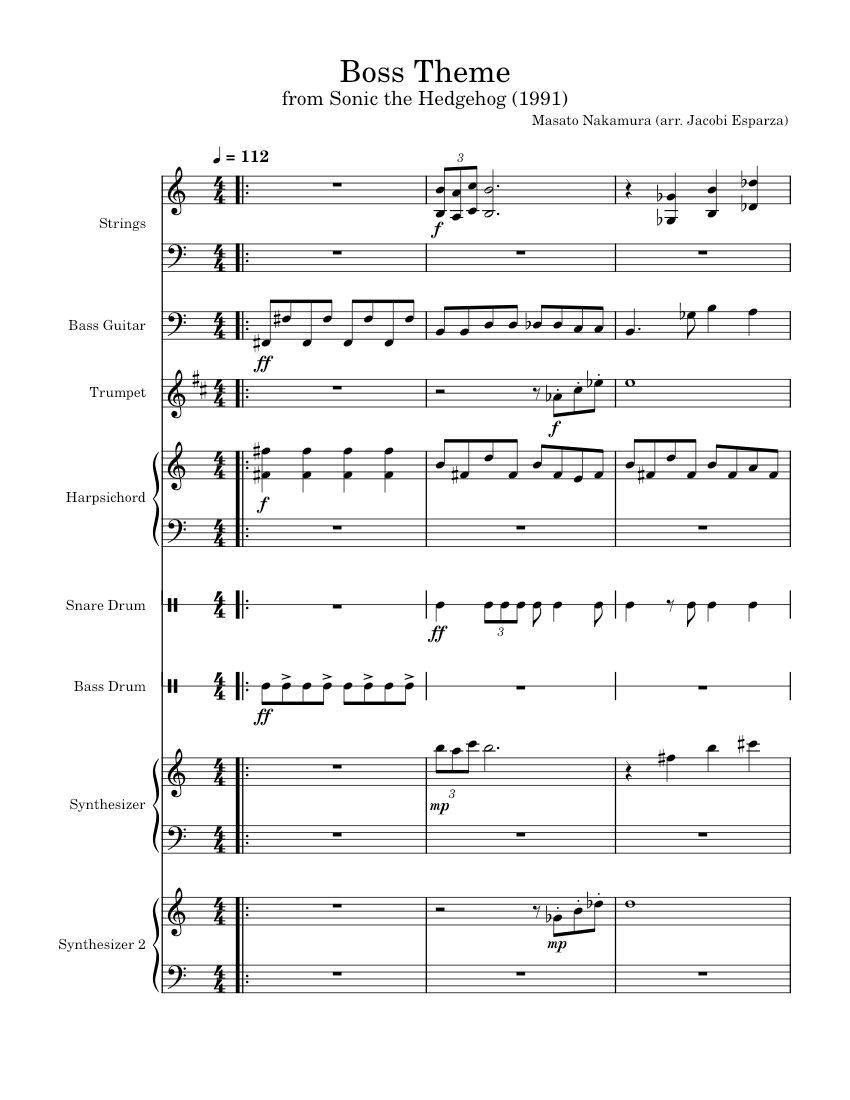 Sonic 1 Boss Theme – Masato Nakamura Sonic 1 Boss Theme Sheet music for ...