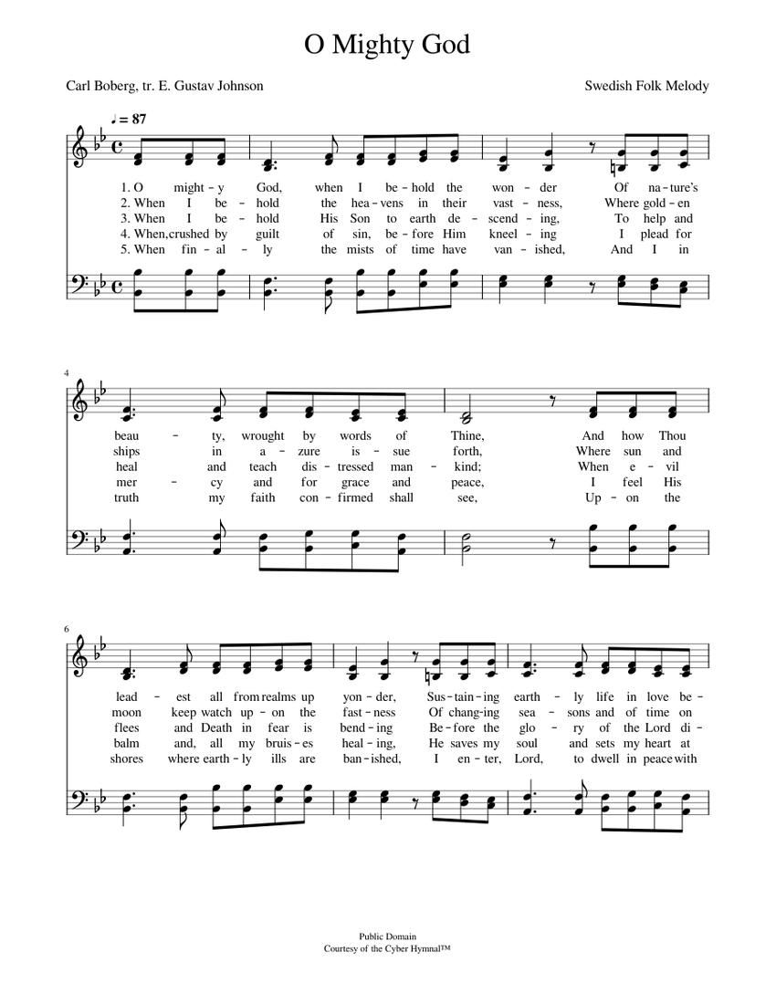 O mighty god - Swedish folk tune. Sheet music for Piano (Piano Duo ...