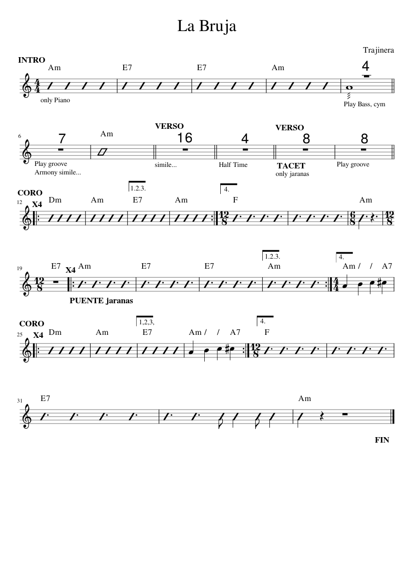 La Bruja Sheet music for Piano (Concert Band) | Musescore.com